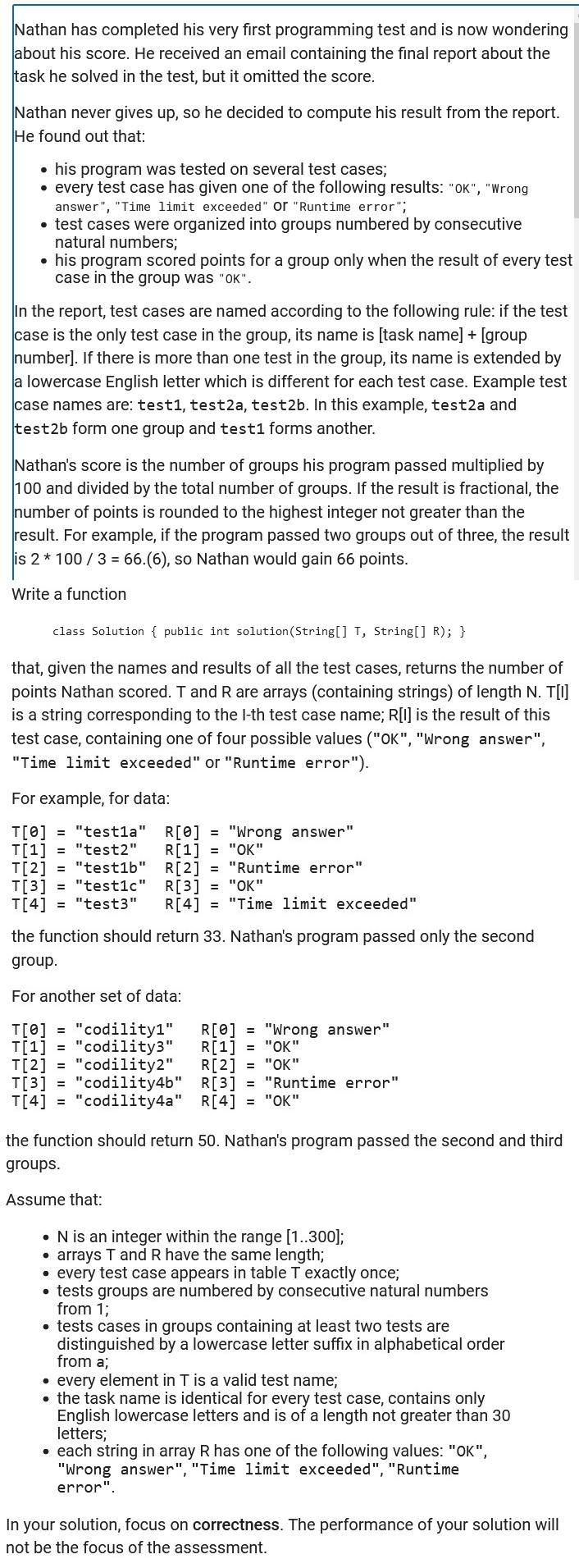 Solved Nathan has completed his very first programming test | Chegg.com