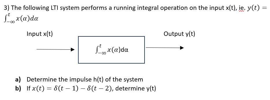 Solved The following LTI system performs a running integral | Chegg.com