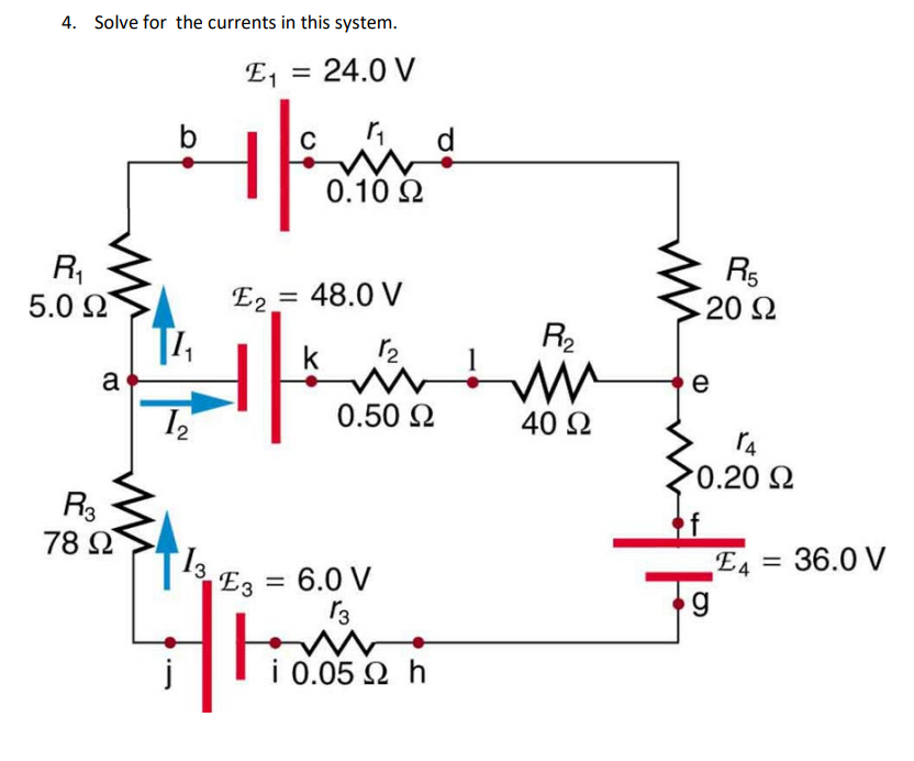 Solved 4. Solve for the currents in this system. | Chegg.com