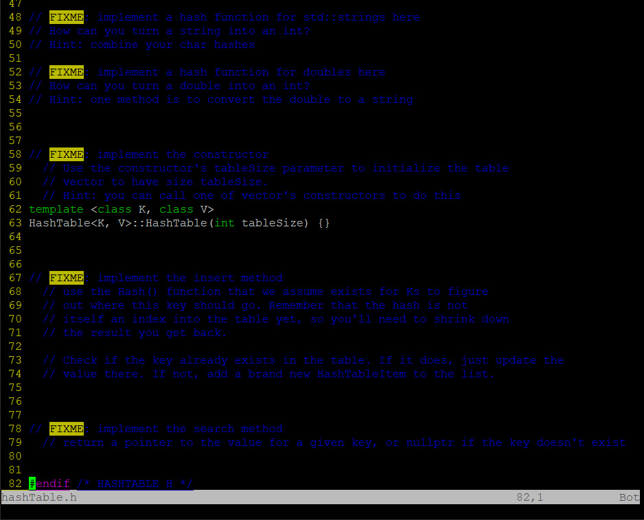 Part 1: Implement hash functions for a bunch of types | Chegg.com