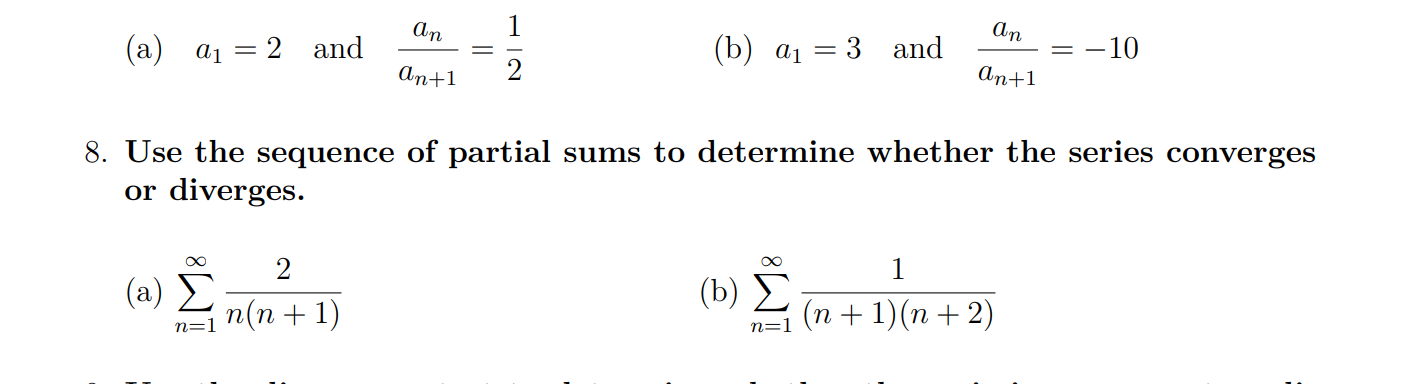 Solved 8.solve A,B please use the sequence of partial sums | Chegg.com