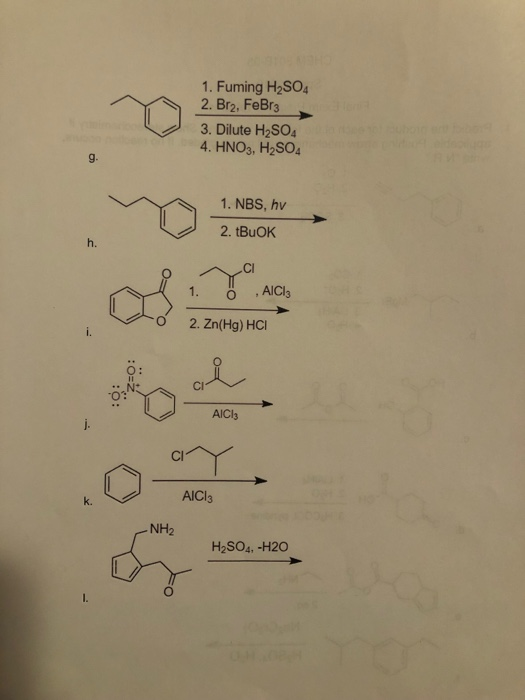 Solved 1. Fuming H2SO4 2. Br2, FeBr 3. Dilute H2SO4 . HNO3, | Chegg.com
