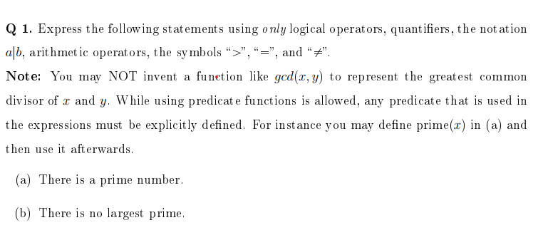 Solved Q 1. Express the following statements using only | Chegg.com