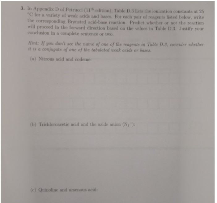Solved 3. In Appendix D of Petrucci (11th edition), Table | Chegg.com