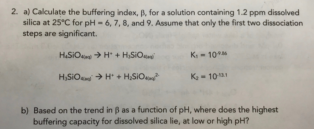 Solved 2. a) Calculate the buffering index, B, for a | Chegg.com