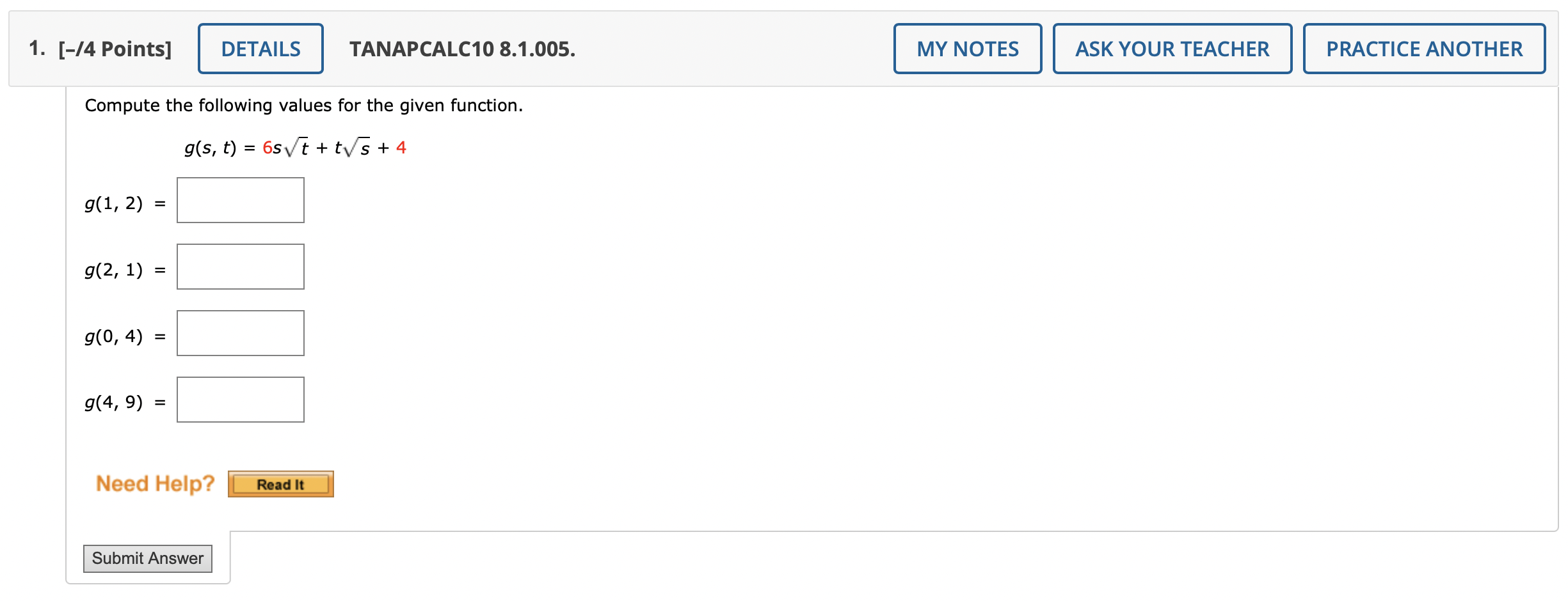 Solved Compute the following values for the given function. | Chegg.com