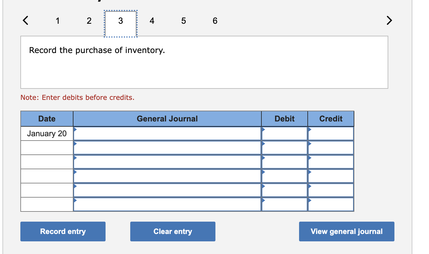 Solved Record the purchase of inventory. Note: Enter debits | Chegg.com
