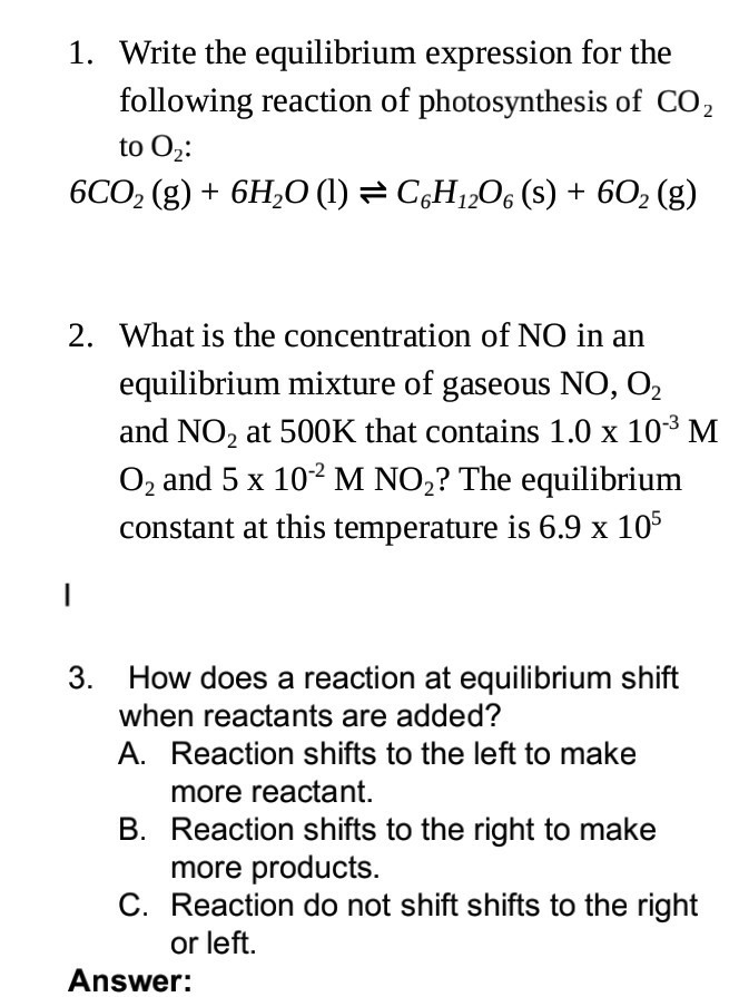 Solved 6. What happens to a reaction when Q K? A. Reaction | Chegg.com