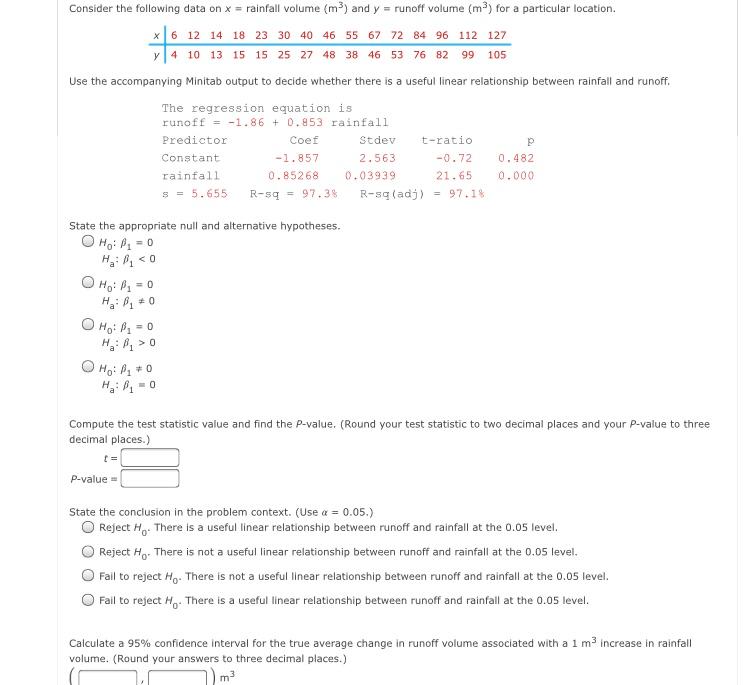 Solved sti Consider the following data on x = rainfall | Chegg.com