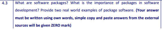 Solved 4.3 What are software packages? What is the | Chegg.com