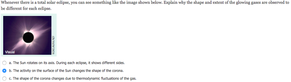 Solved Whenever there is a total solar eclipse, you can see | Chegg.com
