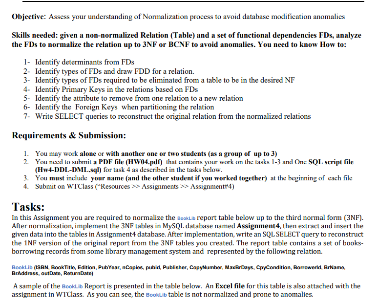 Solved Objective: Assess your understanding of Normalization | Chegg.com