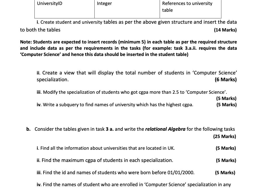 Solved 3) a. Write the appropriate SQL statement for the | Chegg.com