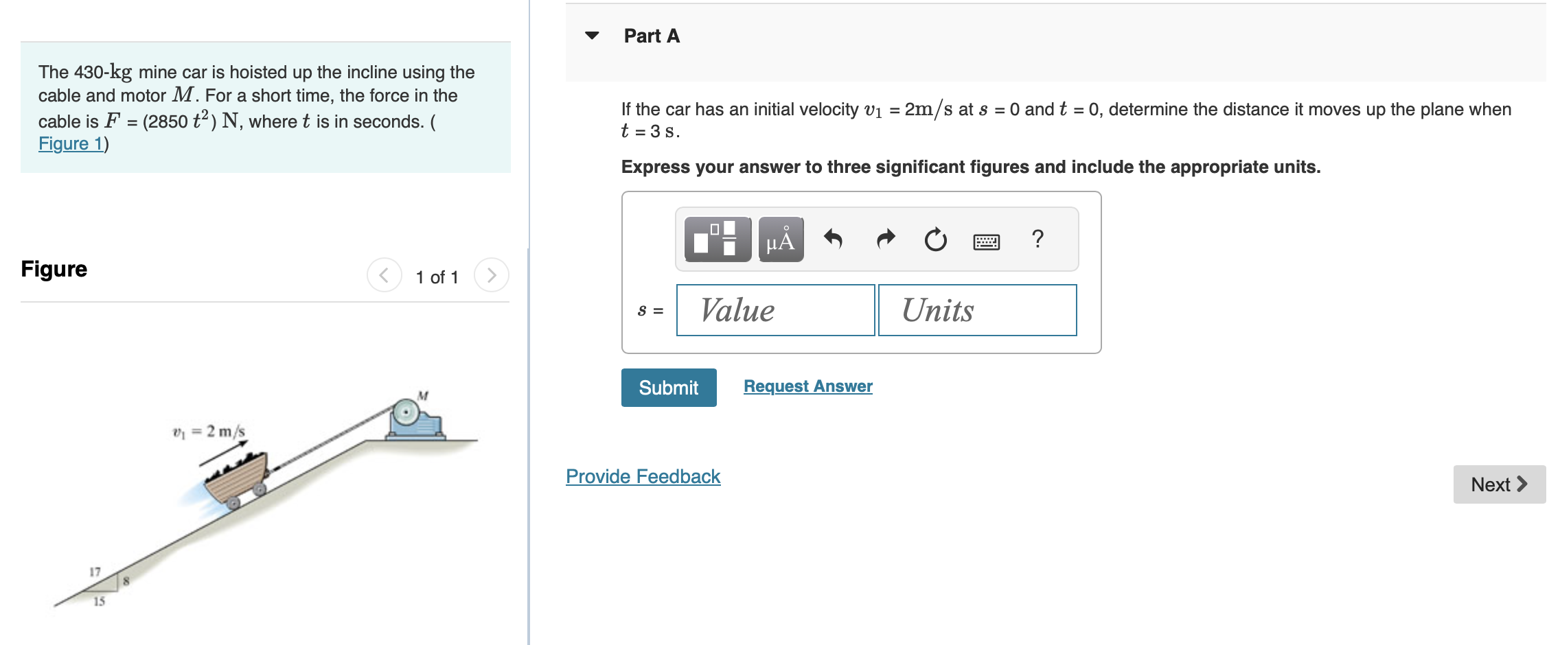 Solved The 430-kg mine car is hoisted up the incline using | Chegg.com