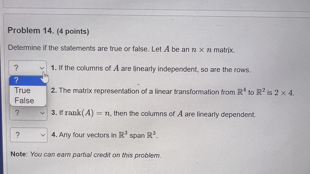 Solved Problem 14. (4 points) Determine if the statements | Chegg.com