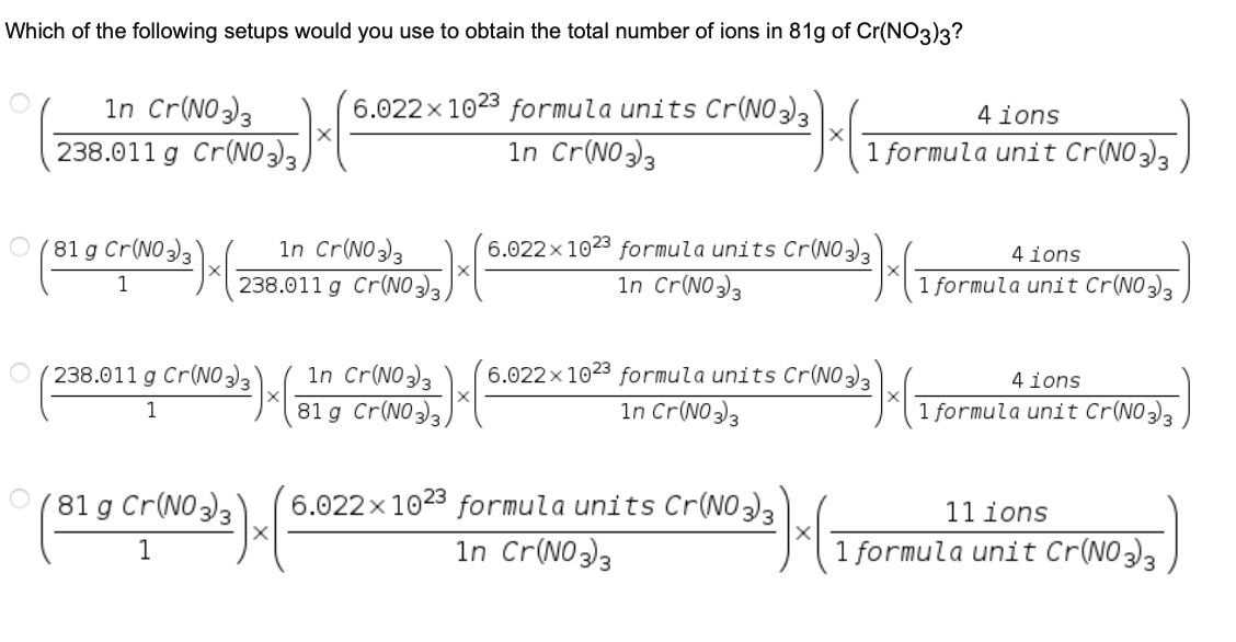 Solved Which of the following setups would you use to obtain | Chegg.com