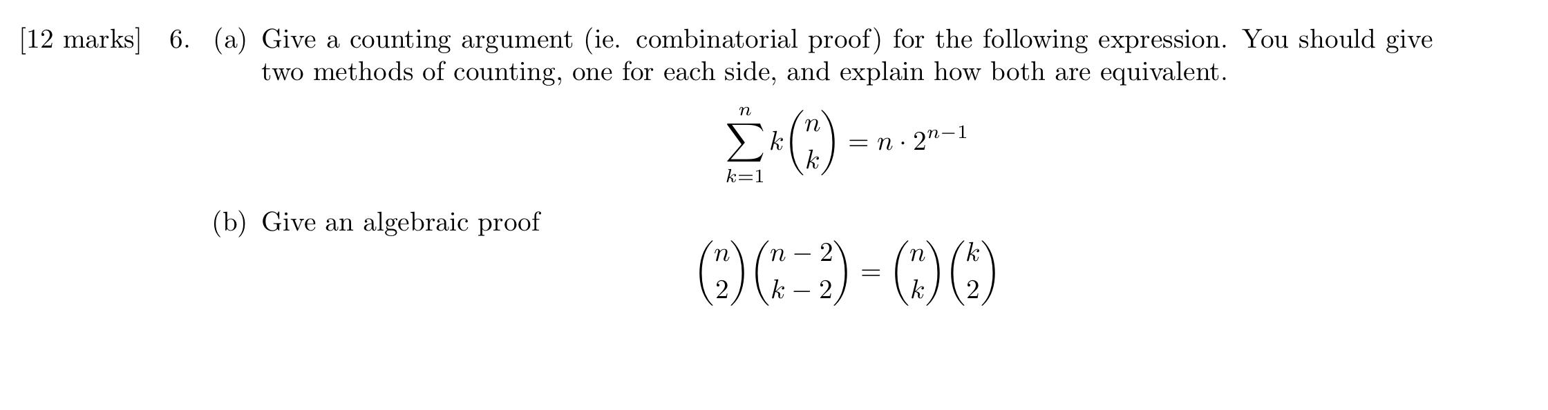 Solved A Give A Counting Argument Ie Combinatorial 