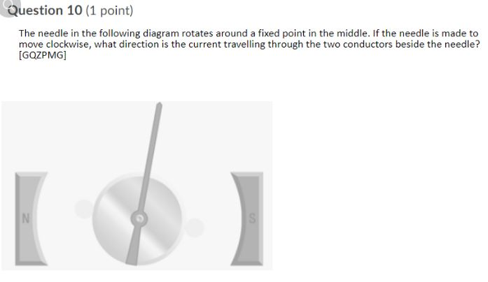 Solved Question 10 (1 point) The needle in the following | Chegg.com