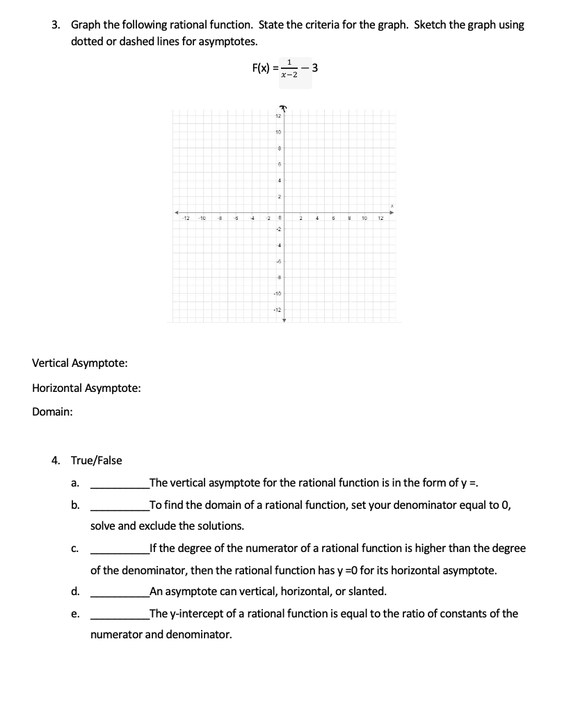 Solved 3. Graph the following rational function. State the | Chegg.com
