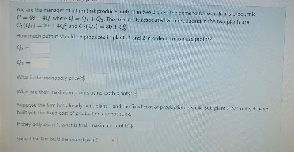 Solved You are the manager of a firm that produces output in | Chegg.com