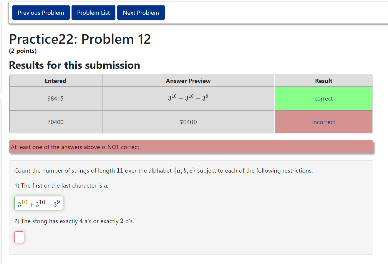 Solved Practice22: Problem 12 (2 points) Results for this | Chegg.com