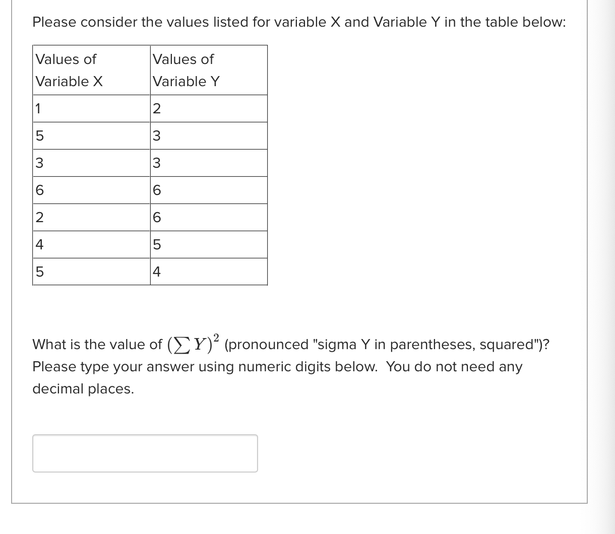Solved Please consider the values listed for variable X and | Chegg.com