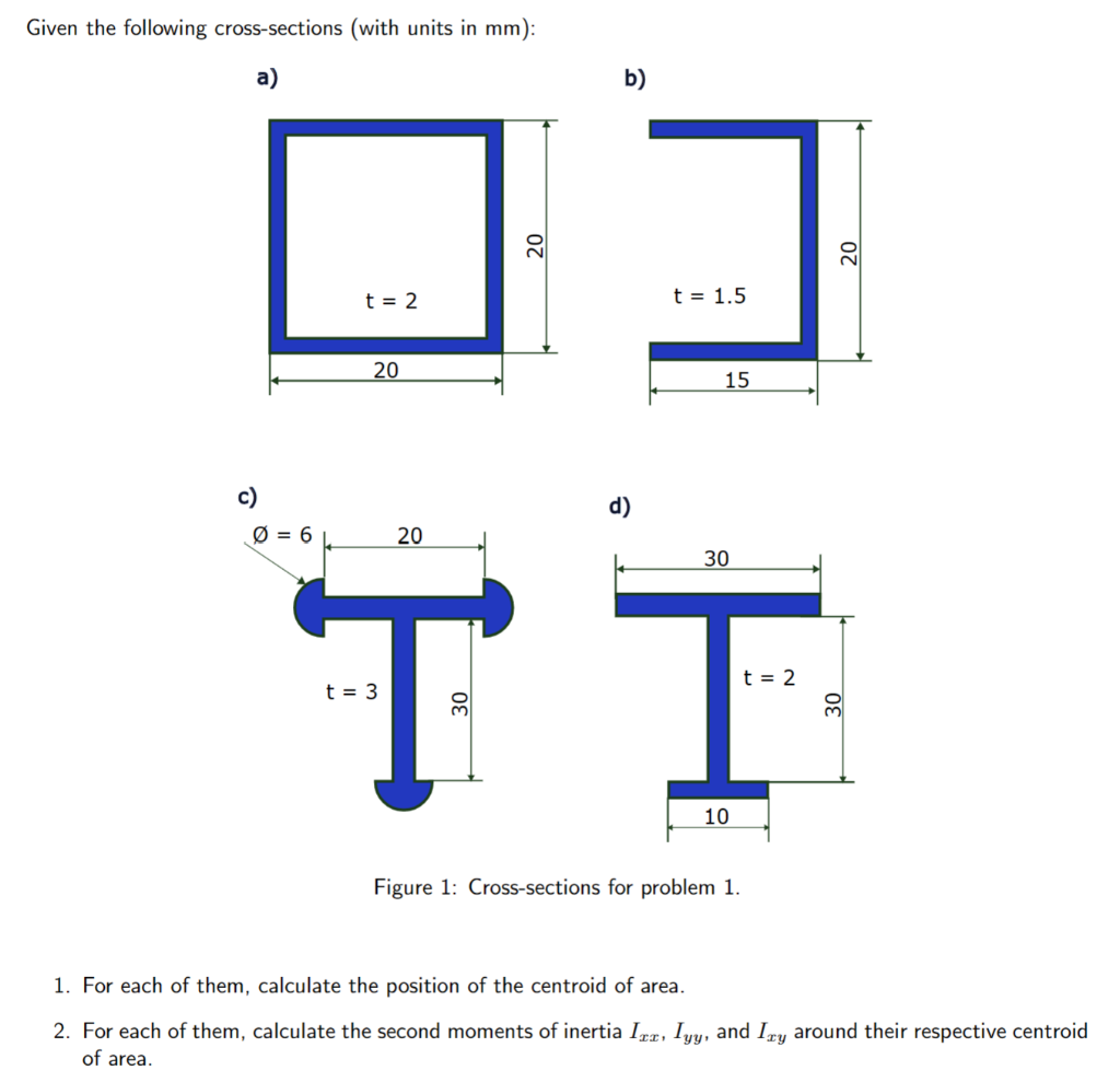 Solved Given the following cross-sections (with units in mm | Chegg.com Solved Given the following cross-sections (with units in mm | Chegg.com