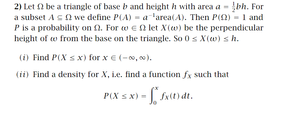 Solved 2) Let 2 be a triangle of base b and height h with | Chegg.com
