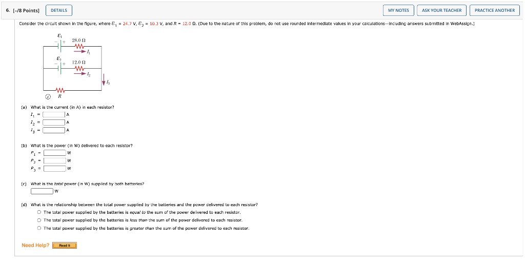 Solved 6. (-/8 Points) DETAILS MY NOTES ASK YOUR TEACHER | Chegg.com