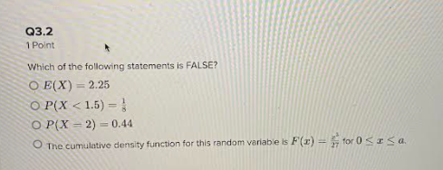 Solved Q3 Continuous Random Variables 3 Points A continuous | Chegg.com