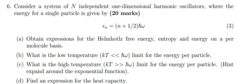 Solved Consider a system of N independent one-dimensional | Chegg.com