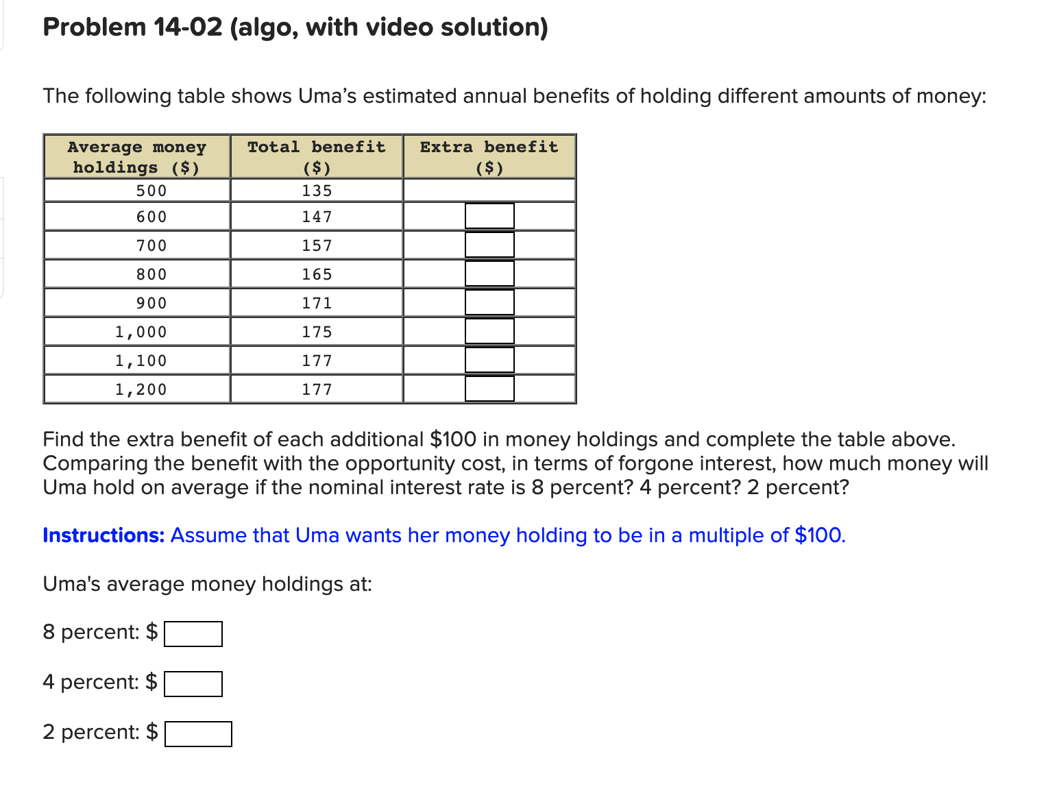 Solved Problem 14-02 (algo, with video solution) The | Chegg.com