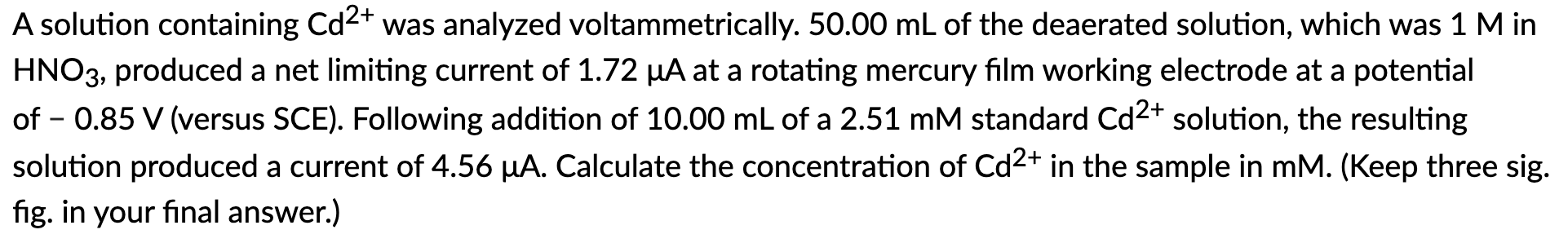 Solved A solution containing Cd2+ was analyzed | Chegg.com