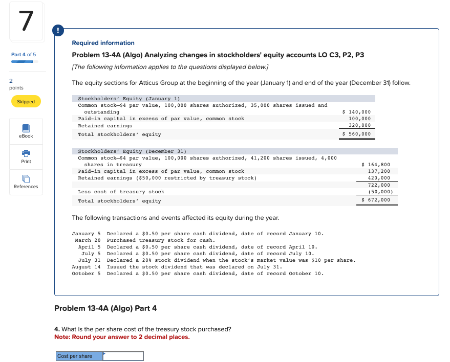Solved Required information Problem 13-4A (Algo) Analyzing | Chegg.com