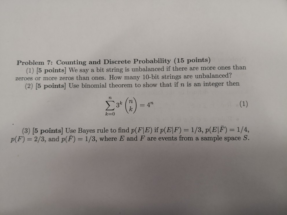 Solved Problem 7: Counting and Discrete Probability (15 | Chegg.com