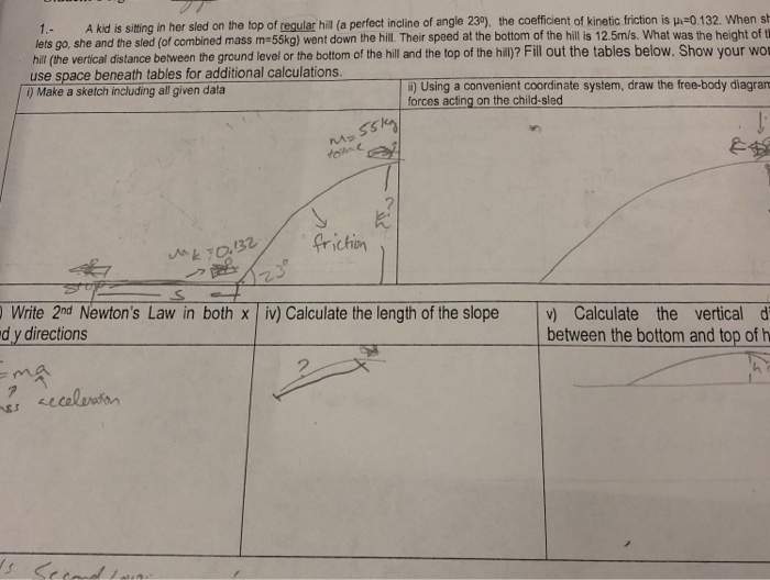 Solved A kid is sitting in her sled on the top of e ular | Chegg.com