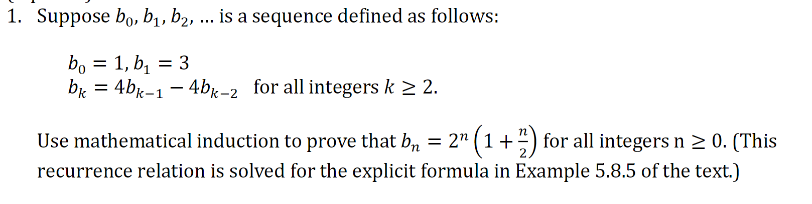 Solved Suppose b0,b1,b2,… is a sequence defined as follows: | Chegg.com