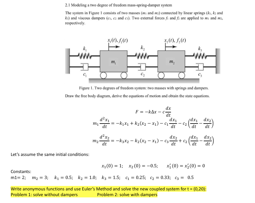 Solved 2 1 Modeling A Two Degree Of Freedom