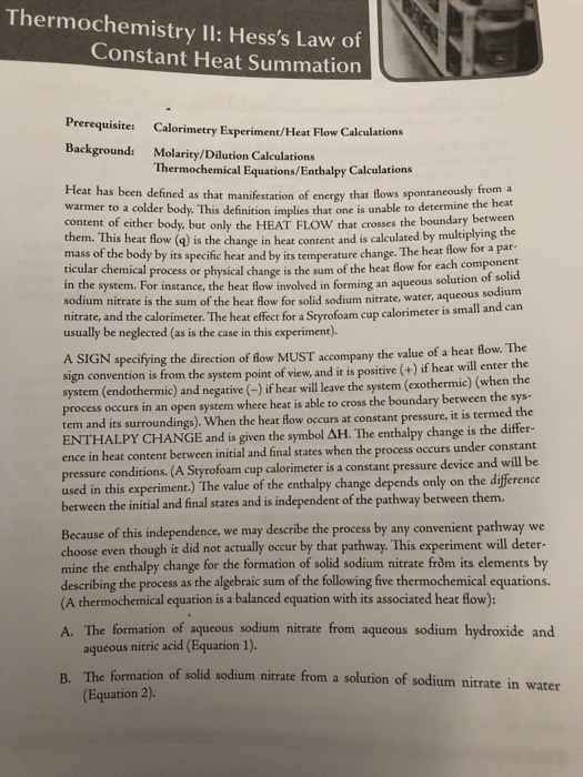 Solved Thermochemistry II: Hess's Law of Constant Heat | Chegg.com