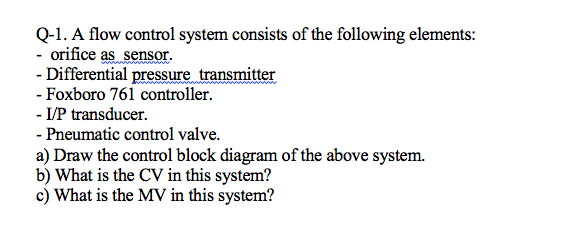 Solved Q-1. A flow control system consists of the following | Chegg.com