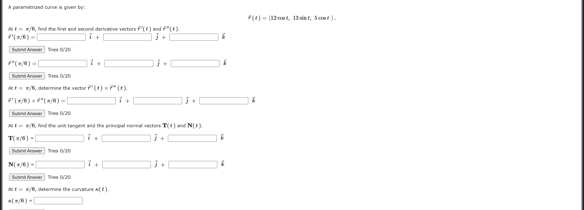 Solved A Parametrized Curve Is Given By 