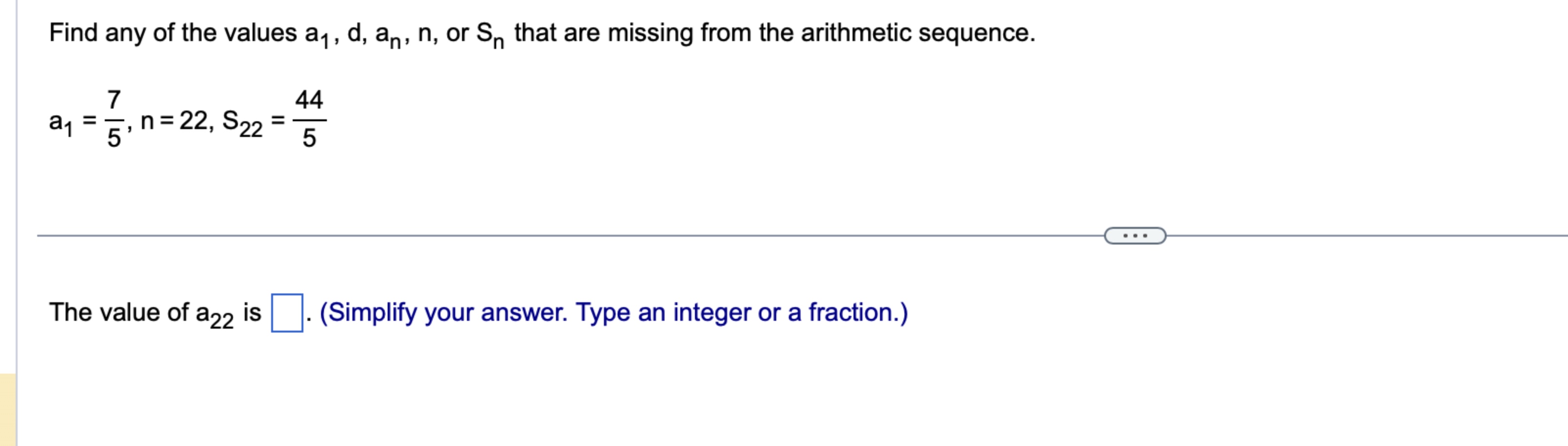 Solved Find any of the values a1,d,an,n, ﻿or Sn ﻿that are | Chegg.com