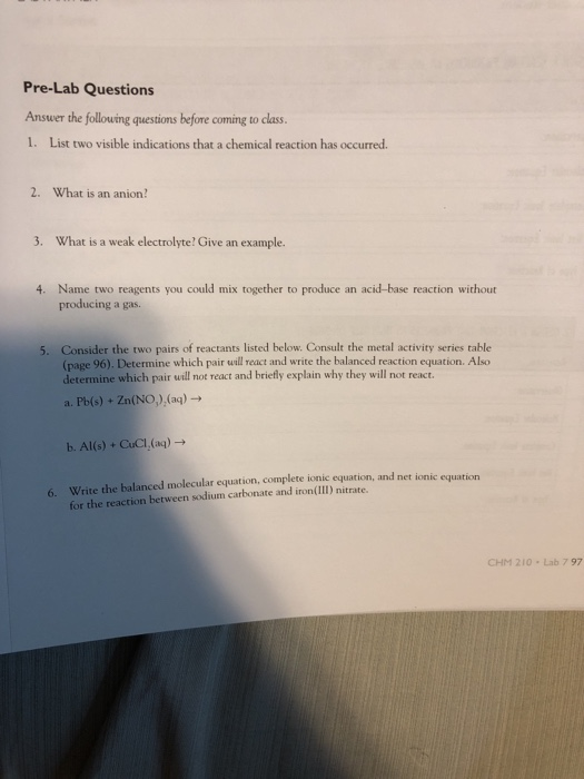 Solved Pre-Lab Questions Answer the following questions | Chegg.com