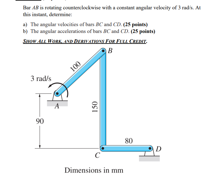Solved Bar AB is rotating counterclockwise with a constant | Chegg.com