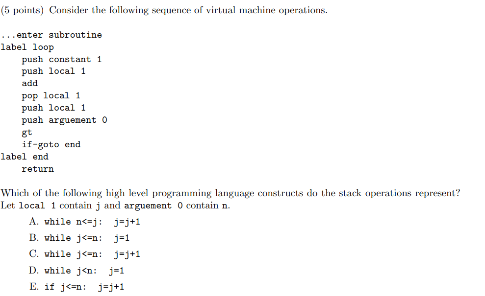(Solved) : 5 Points Consider Following Sequence Virtual Machine ... (Solved) : 5 Points Consider Following Sequence Virtual Machine ...
