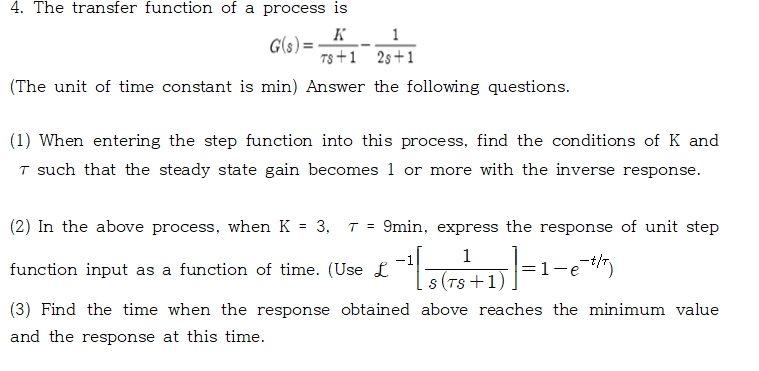 Solved 4. The transfer function of a process is 1 G(s) = 7+1 | Chegg.com
