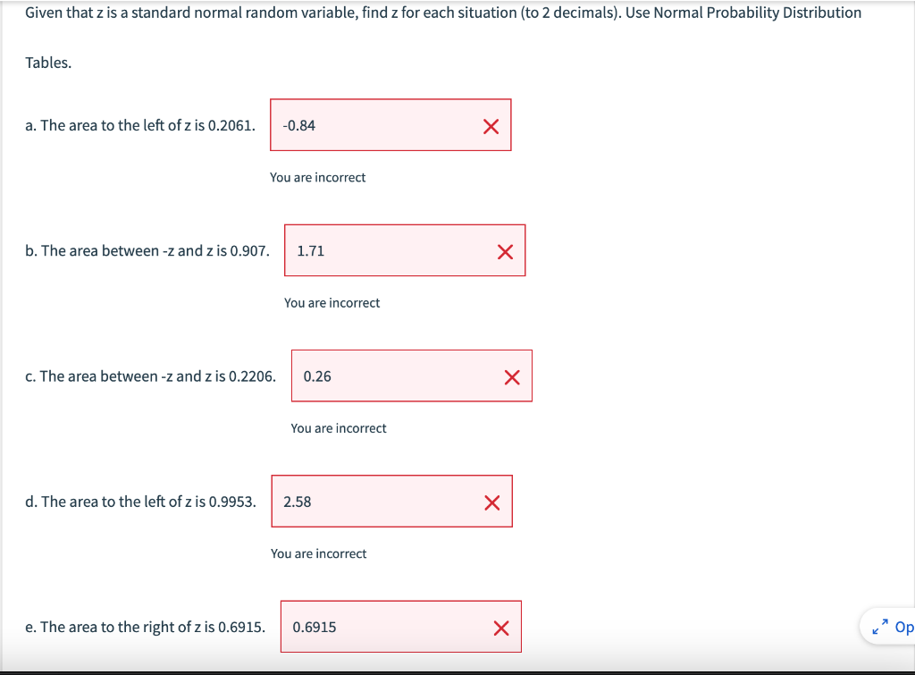 Solved Given that z is a standard normal random variable, | Chegg.com