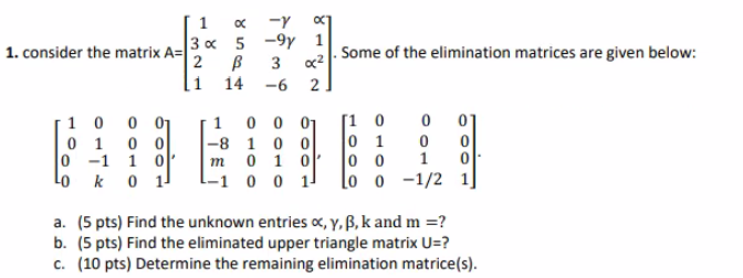 Solved OC -Y OC 1 1. consider the matrix A=13 « 5 -9 1 2 2. | Chegg.com