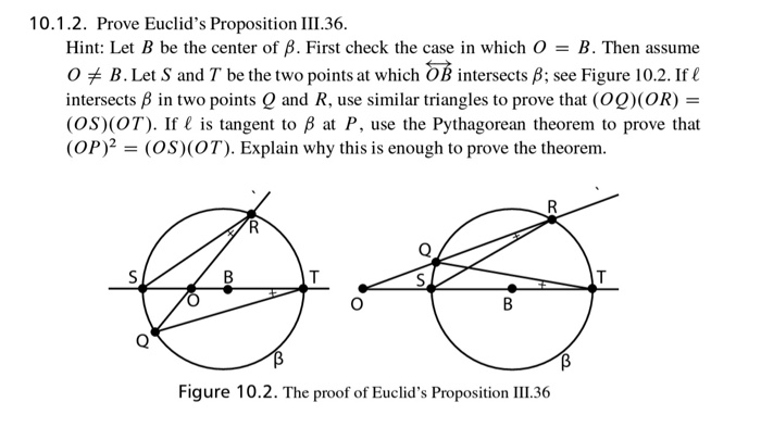 Solved 10.1.2. Prove Euclid's Proposition III.36. Hint: Let | Chegg.com