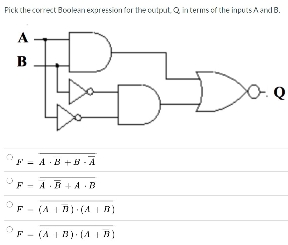 Solved Pick the correct Boolean expression for the output, | Chegg.com